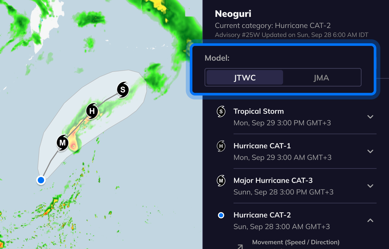 Global Tropical Cyclone Layer (Core Feature, Included) – Tomorrow.io